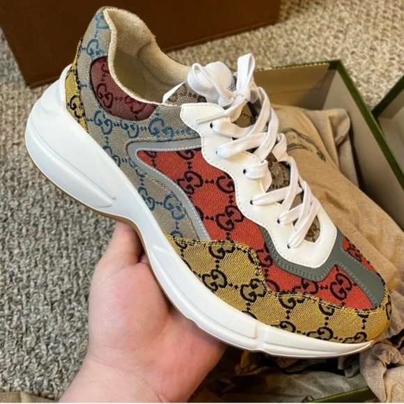Gucci | Shoes | Gucci Mens Multicolor Rhyton Gg Canvas Sneakers | Poshmark